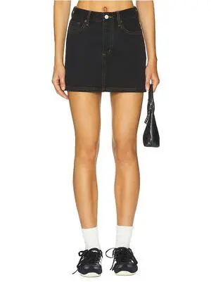 Still Here Holly Denim Skirt - Washed Black