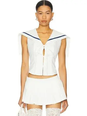 KIM SHUI Sailor Corset Top - White