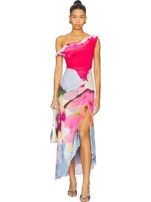AMUR Ella Printed Jersey Dress - Sahara Sky