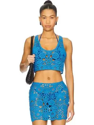 SNDYS Tala Crochet Top - Marine