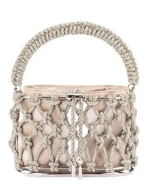 OLGA BERG Amelia Crystal Cage Bag - Natural