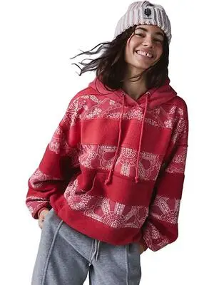 Free People Bandana Logo Hoodie - Bandana - Cranberry Combo