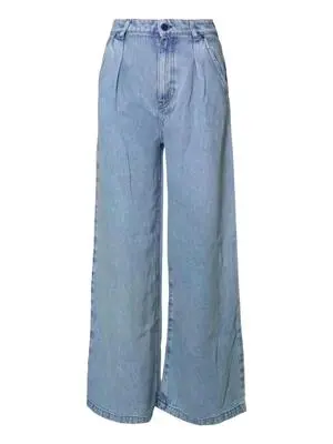 SOLOTRE Pleated Wide-leg Jeans - Blue