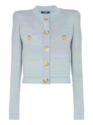 Balmain Cropped Cardigan - Blue