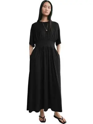 TOTEME Cotton Silk Tee Dress - Black