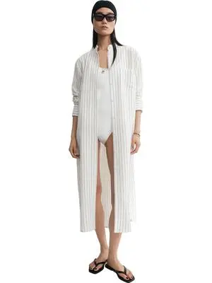 TOTEME Striped Summer Tunic - White-oyster
