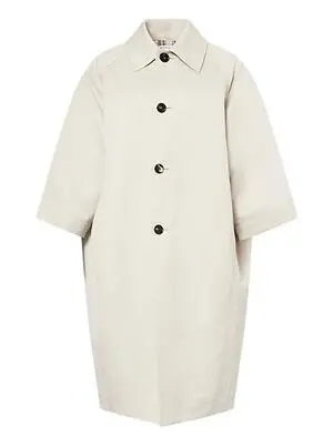 Bottega Veneta Relaxed-fit Cotton And Silk Coat - Grey Putty