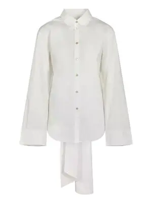 FORTE_FORTE Asymmetric Tie-back Shirt - White