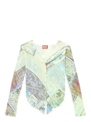 DIESEL® M-Fiorina Printed Cropped Cardigan Blue