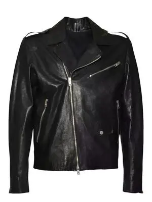 DFOUR Biker Leather Jacket - Black