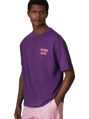 REISS Che Roda Palm Graphic Tee - Purple