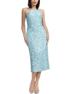 Dress The Population Etta Sequin Halter Dress - Sky