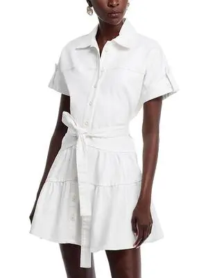 AREA STARS Belted Short Sleeve Shirt Dress - White