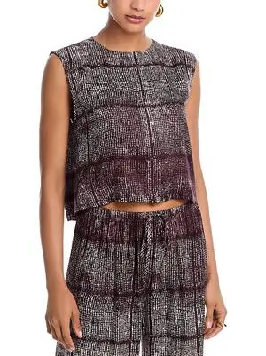 Bella Dahl Button Back Cropped Top - Asilah Textured Print