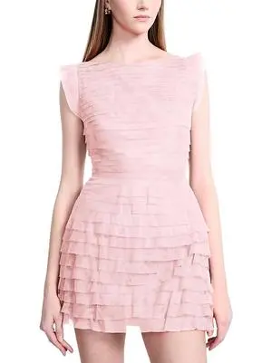 BCBGMAXAZRIA Tulle Tiered Mini Dress