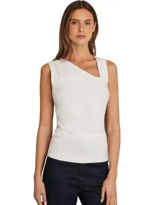 REISS Jody Stretch-cotton Ribbed Vest - White