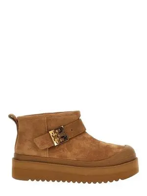 Tory Burch Mellow Shearling Platform Ankle Boots - Brown