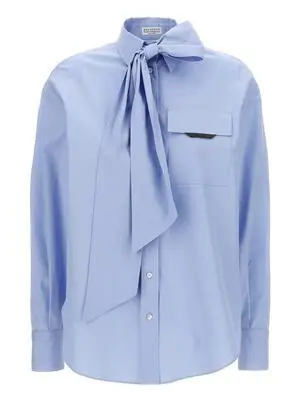 Brunello Cucinelli Shiny Flap Detail Shirt - Blue
