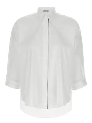 Brunello Cucinelli Shiny Trim Shirt - White