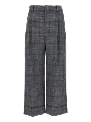 Brunello Cucinelli Pied De Poule Wool Pants - Gray