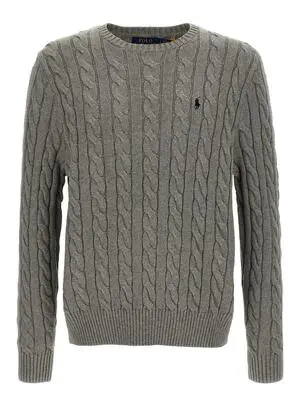 Ralph Lauren Cotton Braided Sweater Gray