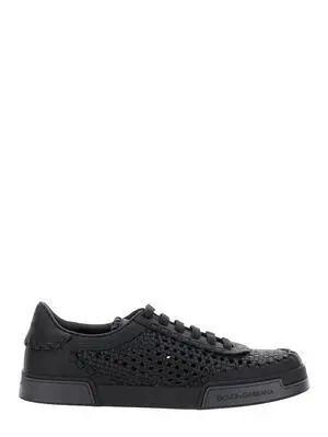 Dolce & Gabbana Portofino Embossed Logo Sneakers - Black