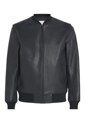 Sandro Leather Bomber Jacket - Black