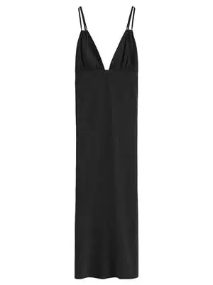 Cos Gathered V-neck Maxi Dress - Black
