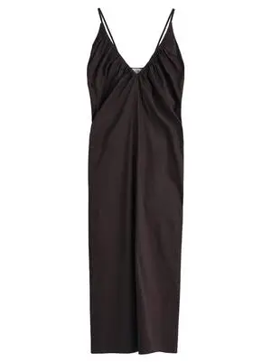 Cos Gathered V-Neck Maxi Dress Brown