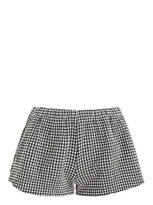 Hunza G Gingham Seersucker Runner Shorts - Black