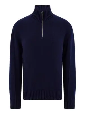 FERRAGAMO High Neck Cashmere Pullover - Blue