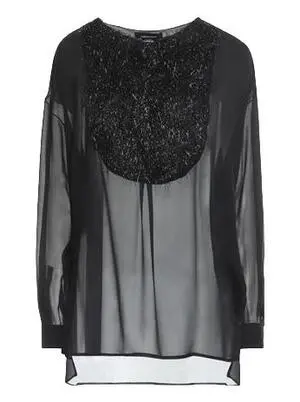 Fabiana Filippi Top In Silk, Viscose, Metallic Polyester, And Polyamide - Black