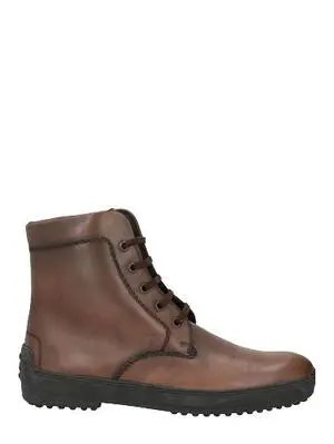 TOD'S Lace-up Leather Ankle Boots - Brown