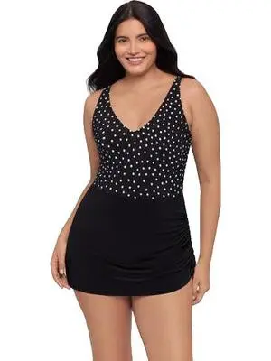 TRIMSHAPER Julie Adjustable Side-tie Swimdress - Sea Stones