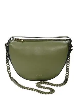 Senreve Mini Fortuna Smooth Leather Crescent Bag - Artichoke