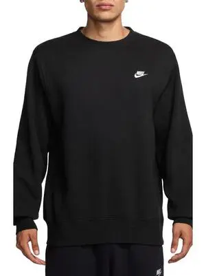 Nike Club Brushed Fleece Crewneck Sweatshirt - Black/ White