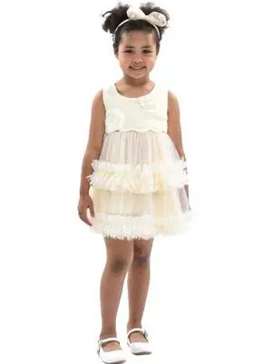 TULLEEN Flower Layered Tulle Dress - Ivory