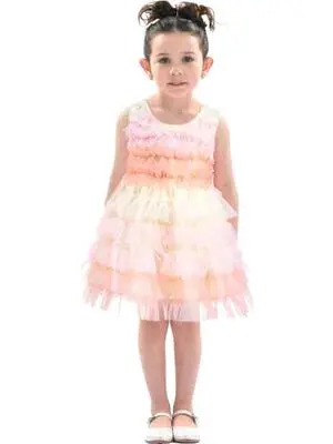 TULLEEN Ruffle Layered Tulle Dress - Pink