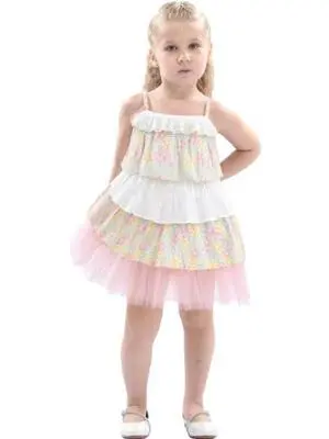 MIMI TUTU Floral Dress With Hat - Yellow