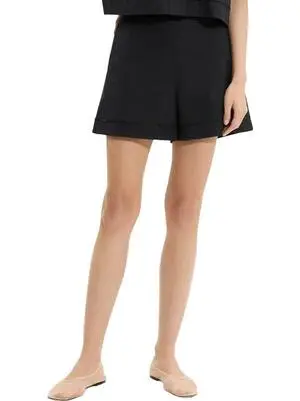 Theory Lattice Inset Stretch Cotton Shorts Black