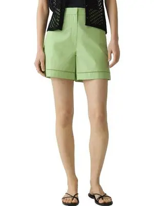 Theory Lattice Inset Stretch Cotton Shorts - Meadow