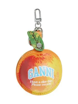 GANNI Apple Leather Keyring Coin Purse - Flame Orange