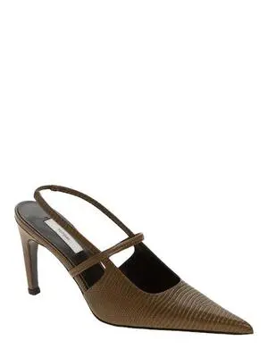TOTEME Lizard Embossed Slingback Pumps - Dark Olive
