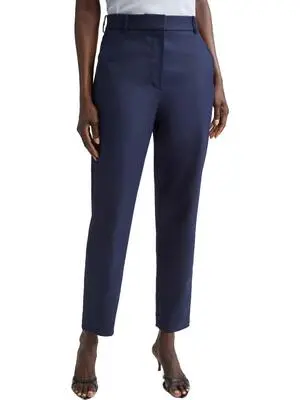 St. John Morgan Stretch Gabardine Ankle Pants - Navy