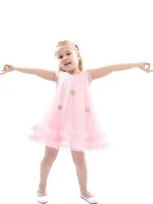 MIMI TUTU Sleeveless Star Ruffle Dress Pink