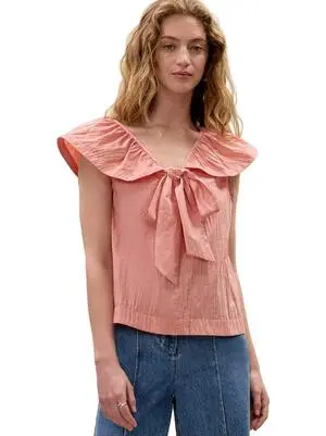 Rebecca Taylor Marietta Crinkle Top - Sorbet