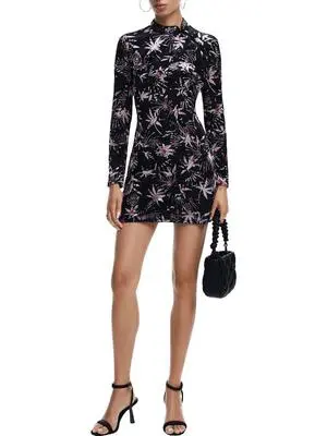 Desigual Printed Long-sleeve Minidress - Black
