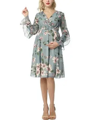 KIMI + KAI Salena Maternity Floral Print Dress