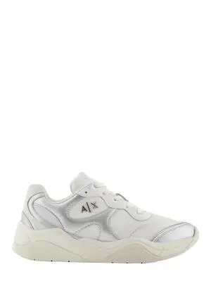 Armani Exchange Metallic-finish Sneakers - White