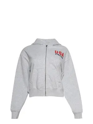SPORTY & RICH Usa Athletics Cropped Zip Hoodie - Grey